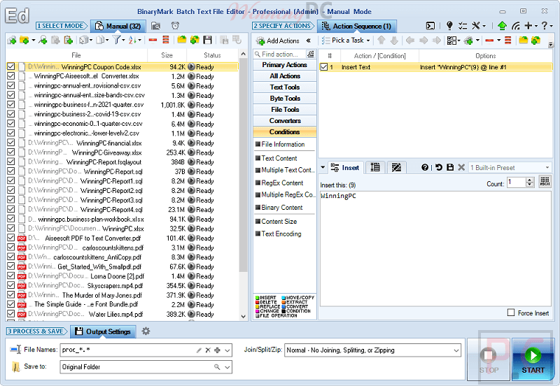 BinaryMark Batch Text File Editor Professional Free Key