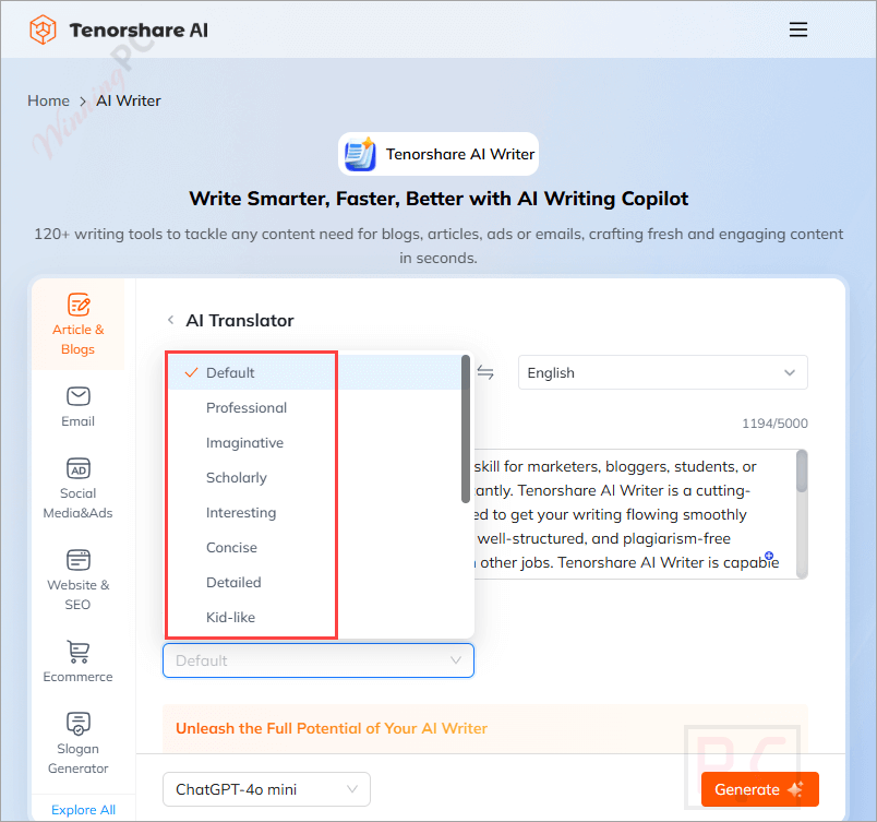 Tenorshare Al Writer 70% Coupon Code & Discount 2025